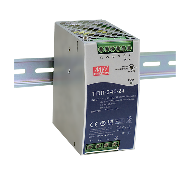 Fuente Riel DIN Trifásica 240W TDR-240 MEAN WELL