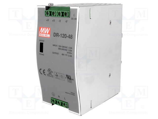Fuente de Poder Mean Well Fuente de Poder riel DIN 48V 2.5A 120W (DR ...