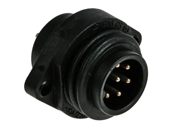 CA 6 GS, Panel-mounted connector with flange, 6 contacts + PE, black ...